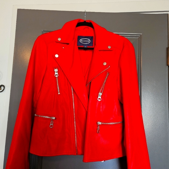 Scoop NYC | Jackets & Coats | Red Faux Leather Jacket | Poshmark